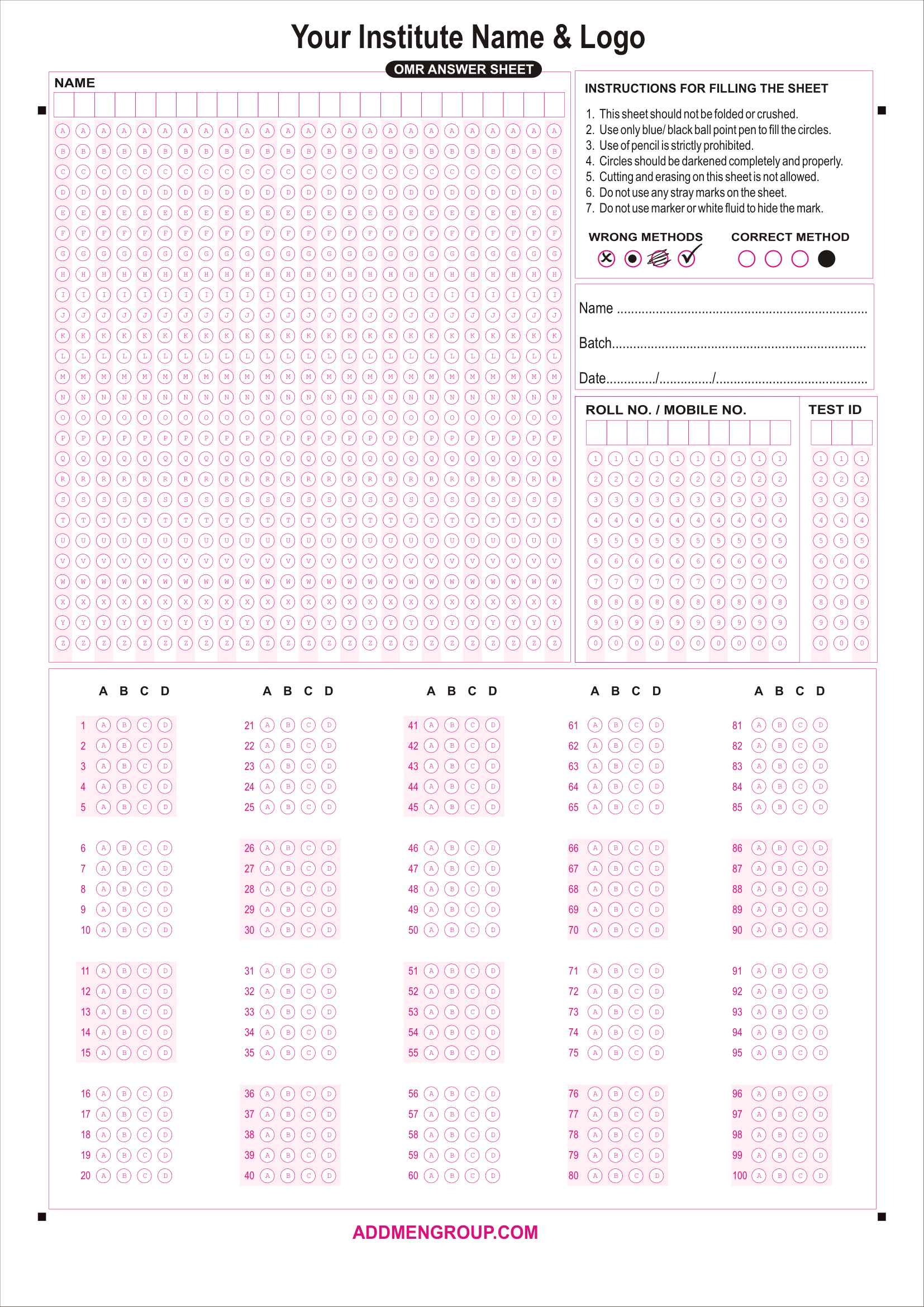 OMR Sheet Design | Open Source OMR